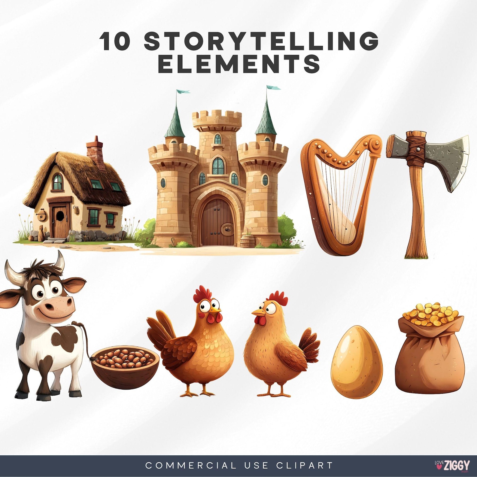 Jack and the Beanstalk Clipart | Fairytale Illustrations | Giant ...