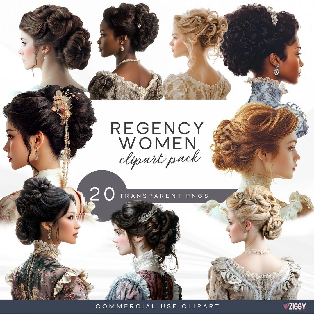 Regency Fashion Clipart: Victorian Pride and Prejudice Style ...