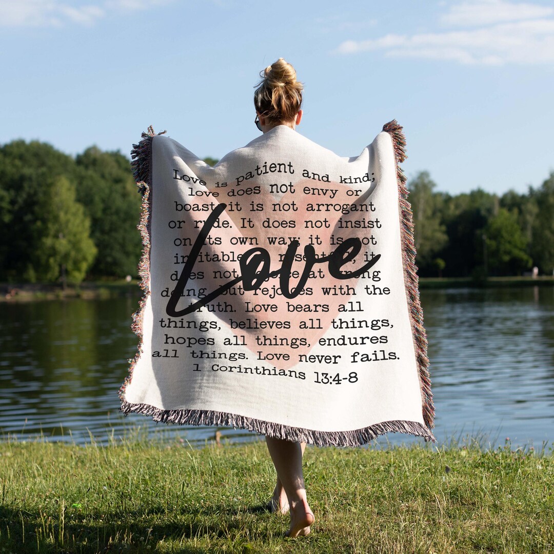Christian Bible Verse Blanket: Woven Cotton Throw, Scripture Home Decor ...