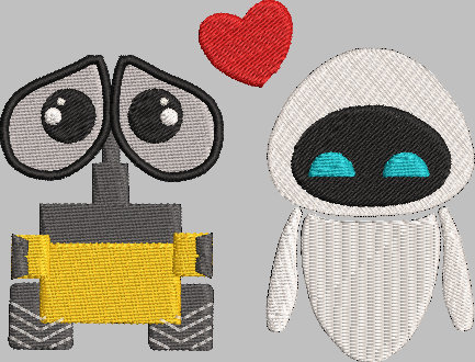 Wall-e and Eve Embroidery Digital File PES Format Only - Etsy