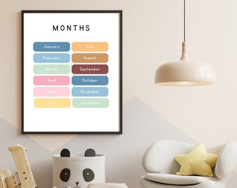 Months of the Year Printable, Educational Poster, Months Poster ...