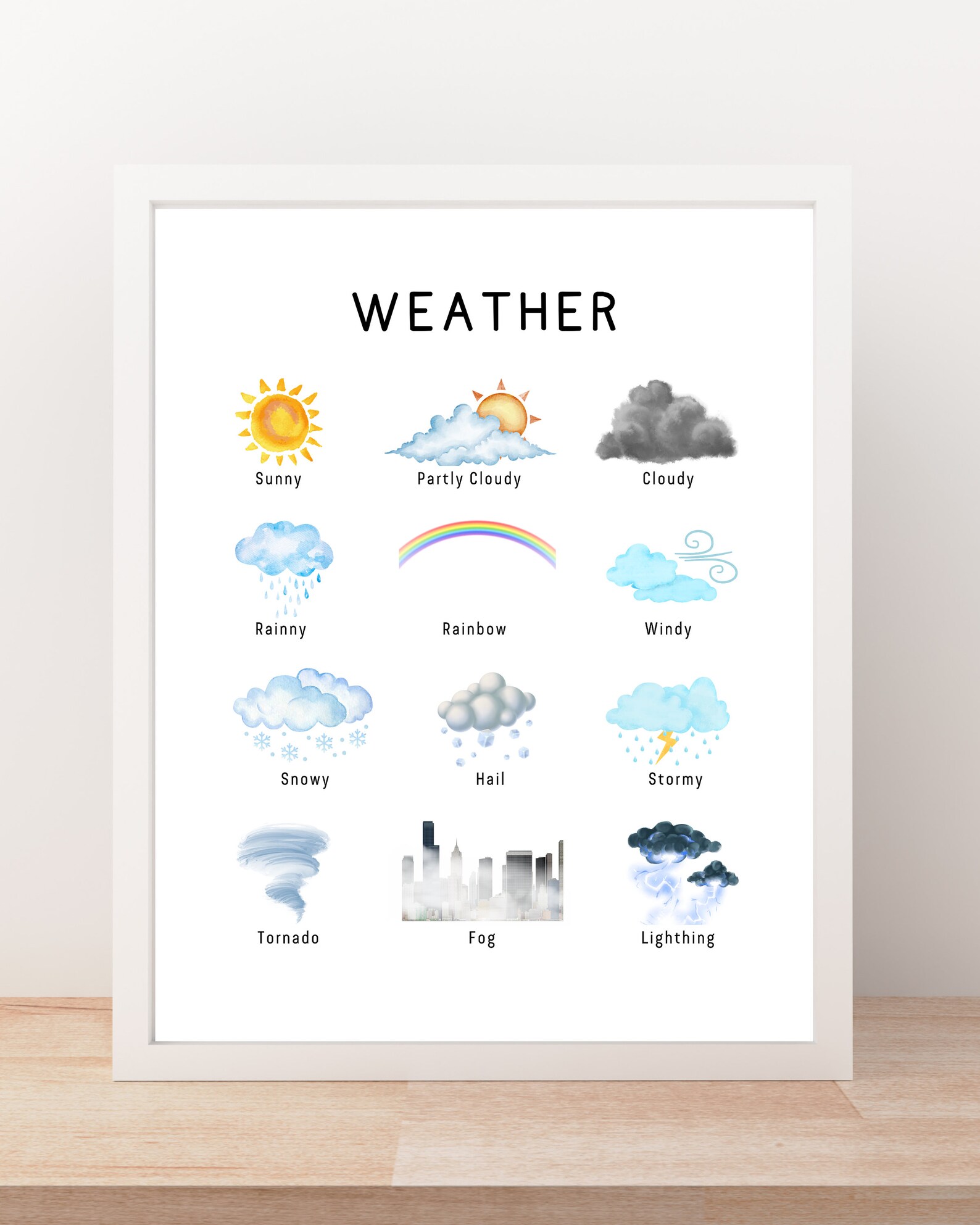Weather, Educational Poster, Classroom, Homeschool, Wall Art Printable ...