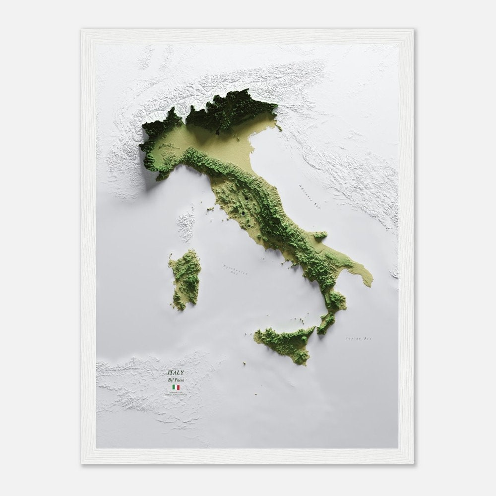 Italy - Stylish Elevation Map - Etsy