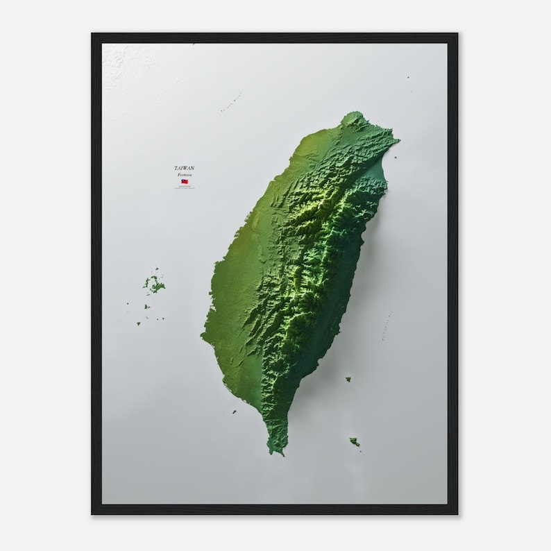 Taiwan - Stylish Elevation Map - Etsy