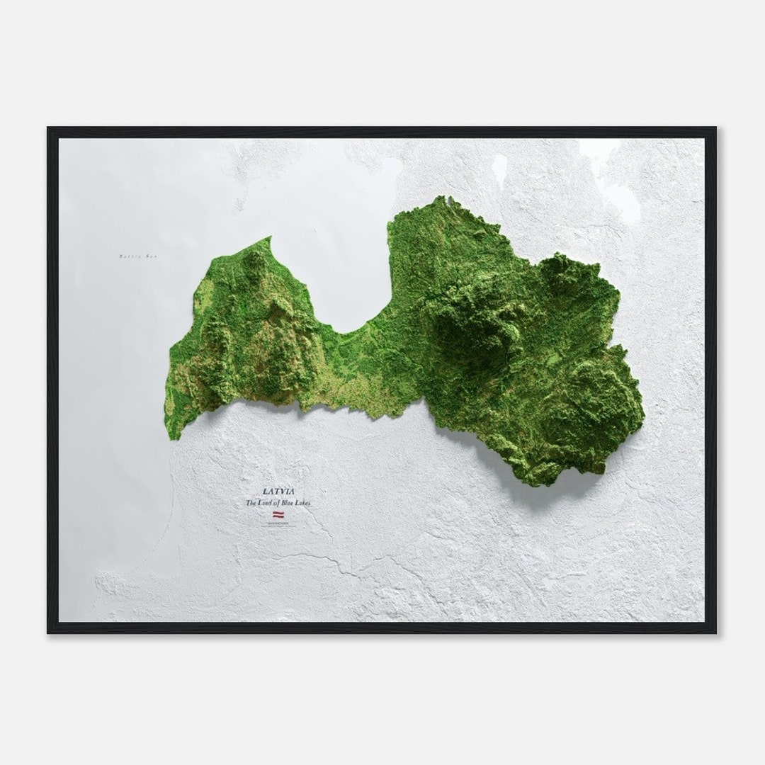 Latvia - Stylish Elevation Map - Etsy