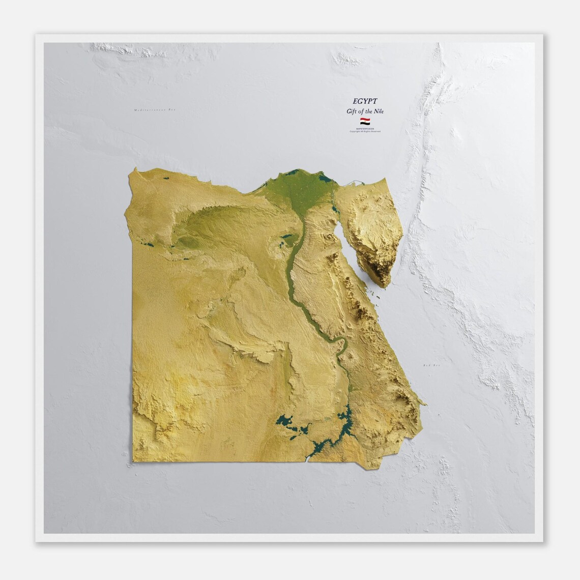Egypt - Stylish Elevation Map - Etsy UK