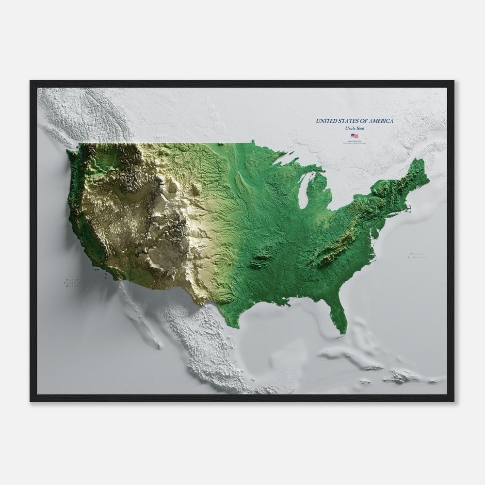 United States - Stylish Elevation Map - Etsy