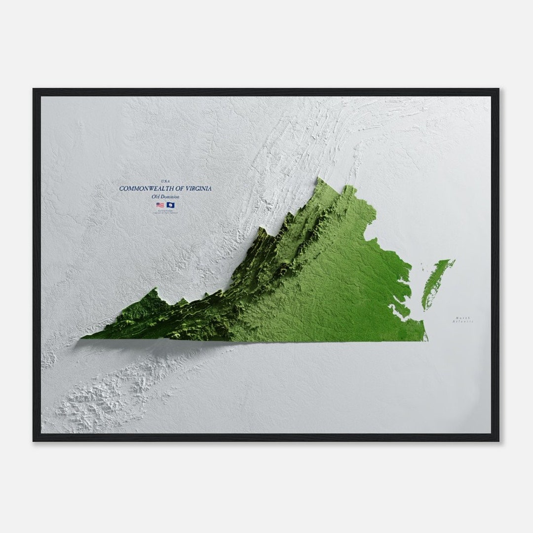 Virginia - Stylish Elevation Map - Etsy