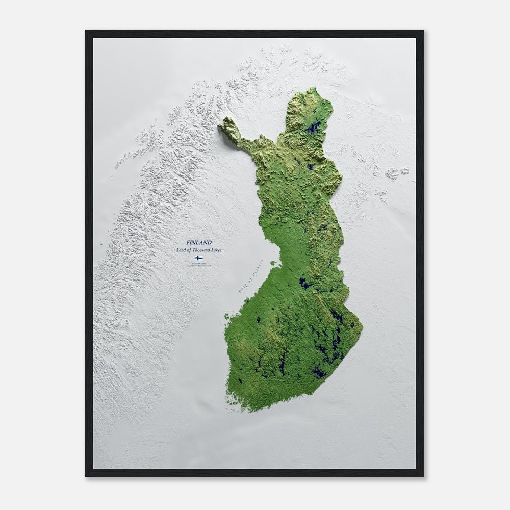 Finland - Stylish Elevation Map - Etsy