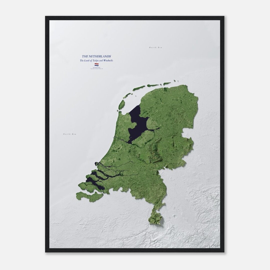 The Netherlands - Stylish Elevation Map - Etsy
