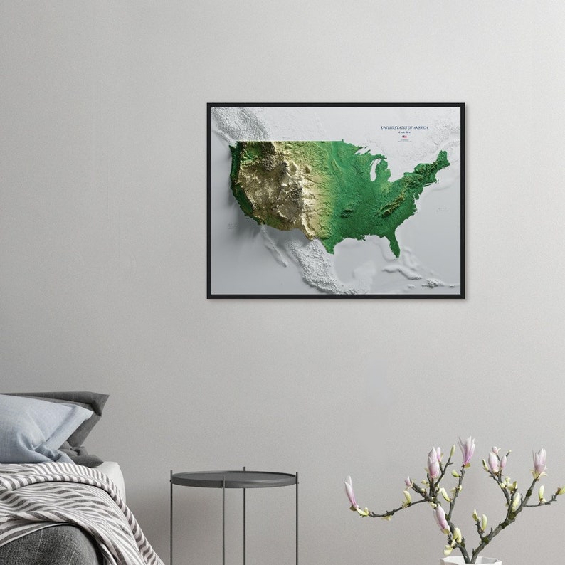 United States - Stylish Elevation Map - Etsy