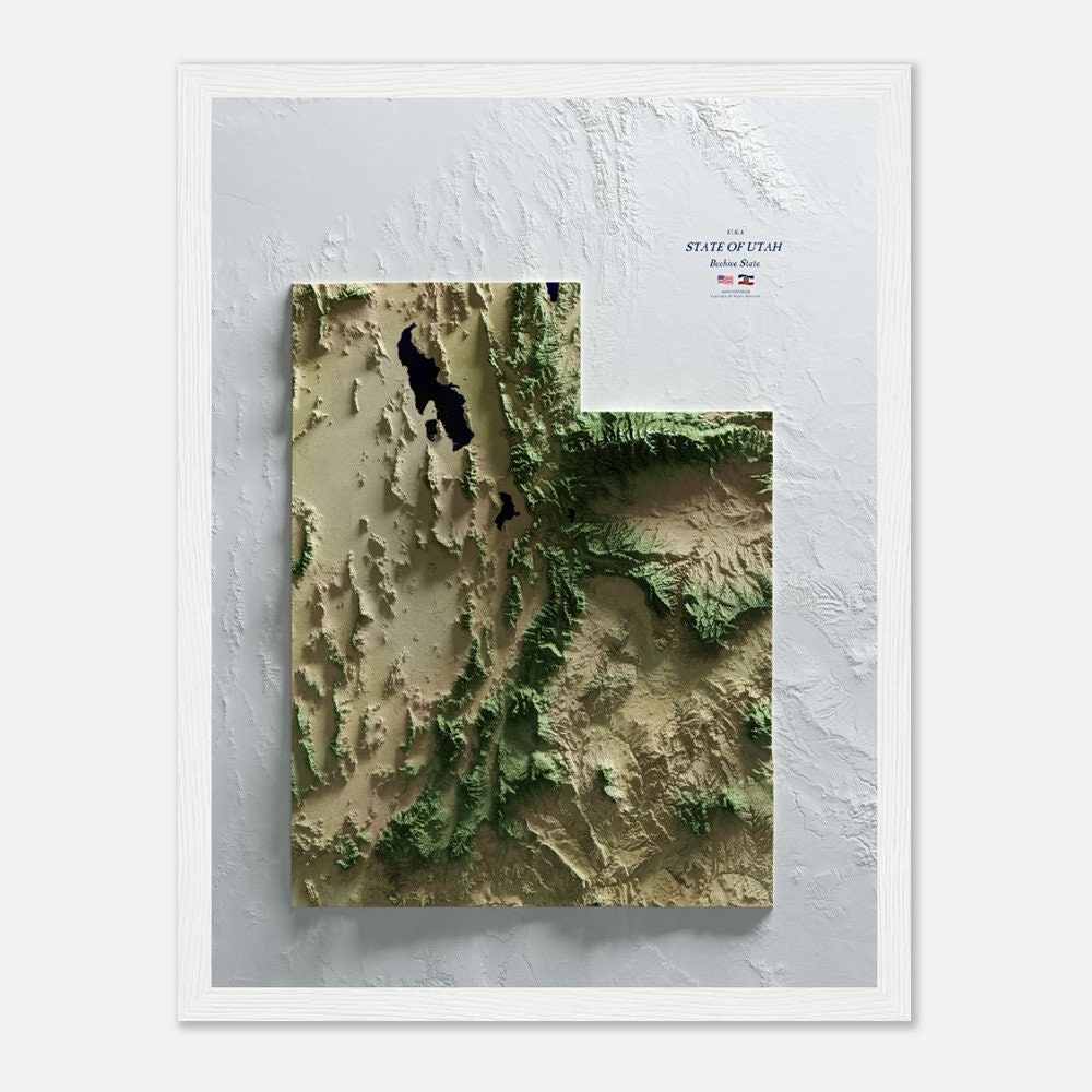 Utah - Stylish Elevation Map - Etsy