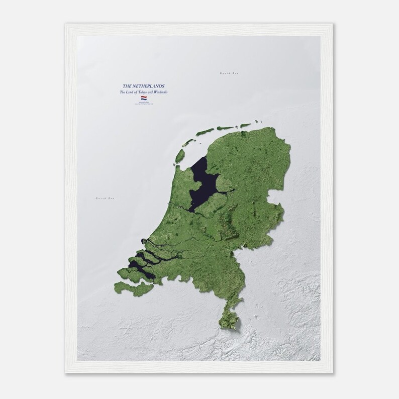 The Netherlands - Stylish Elevation Map - Etsy