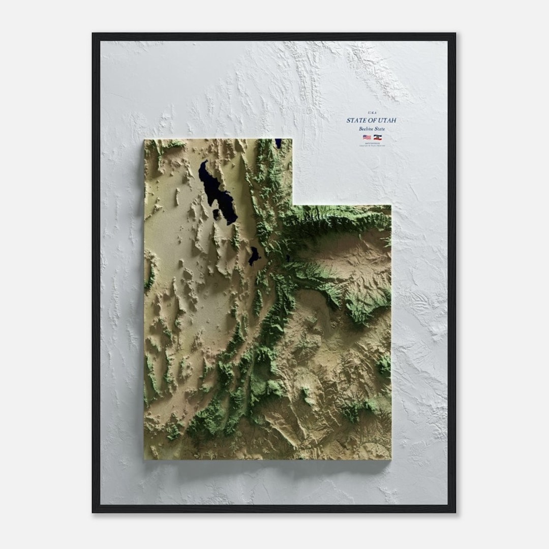 Utah - Stylish Elevation Map - Etsy