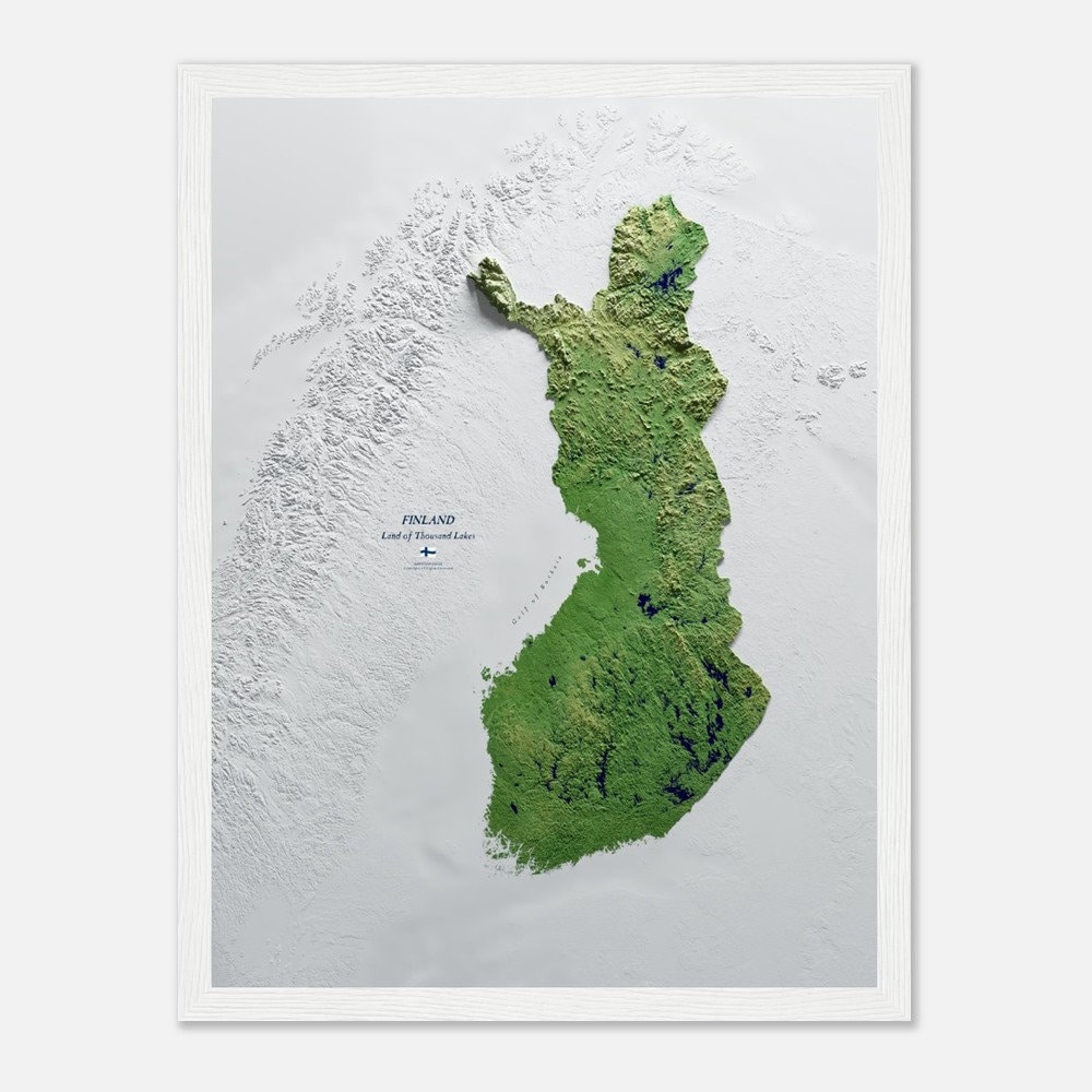 Finland - Stylish Elevation Map - Etsy