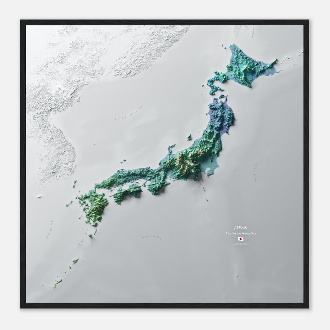 Japan - Stylish Elevation Map - Etsy