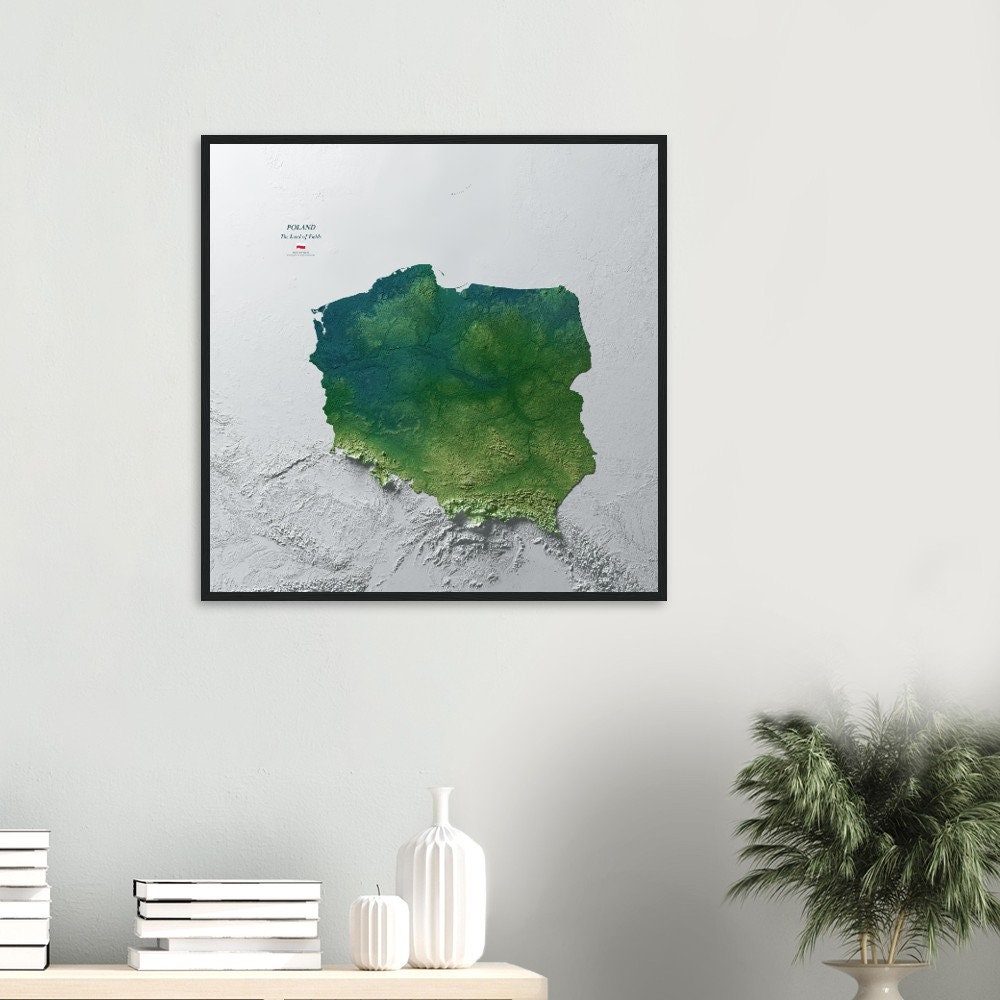Poland - Stylish Elevation Map - Etsy