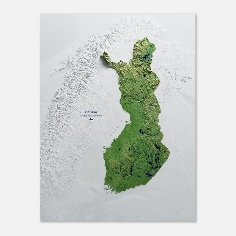 Finland - Stylish Elevation Map - Etsy