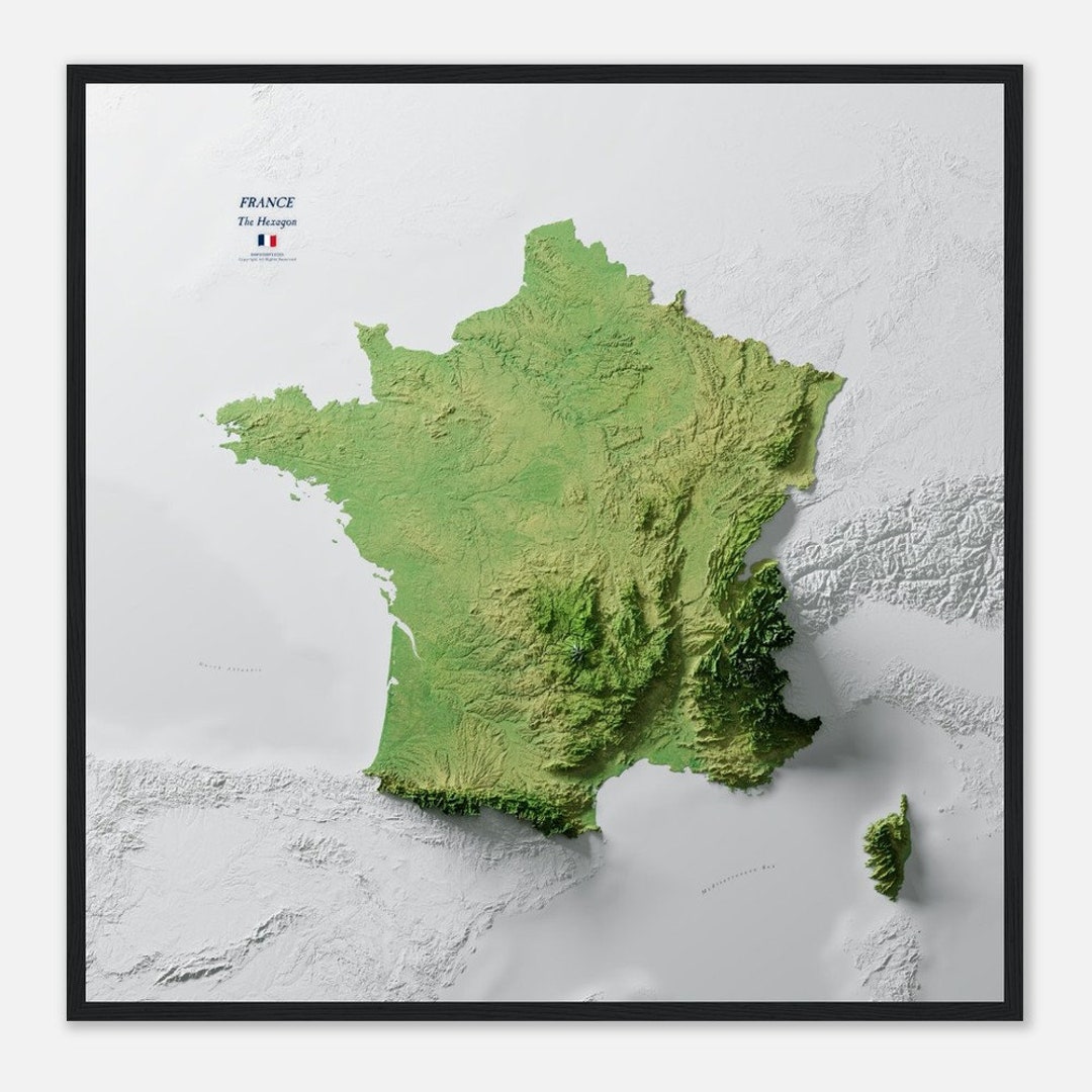 France - Stylish Elevation Map - Etsy