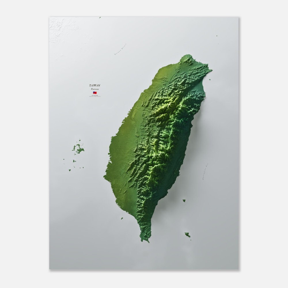 Taiwan - Stylish Elevation Map - Etsy
