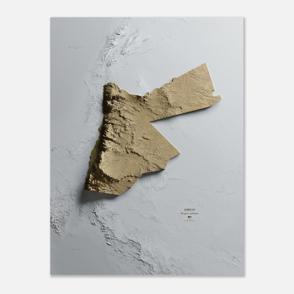 Jordan - Stylish Elevation Map - Etsy