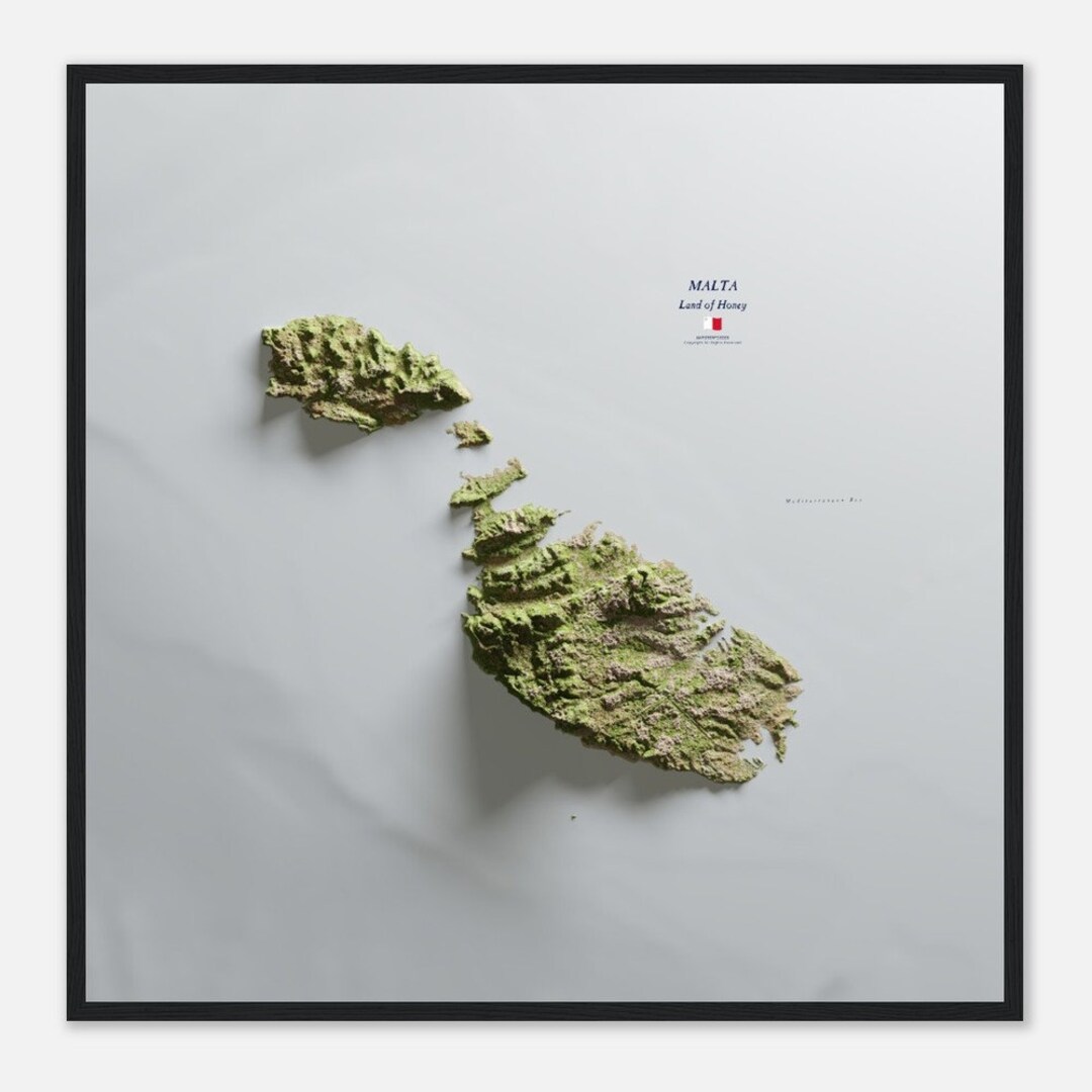 Malta - Stylish Elevation Map - Etsy