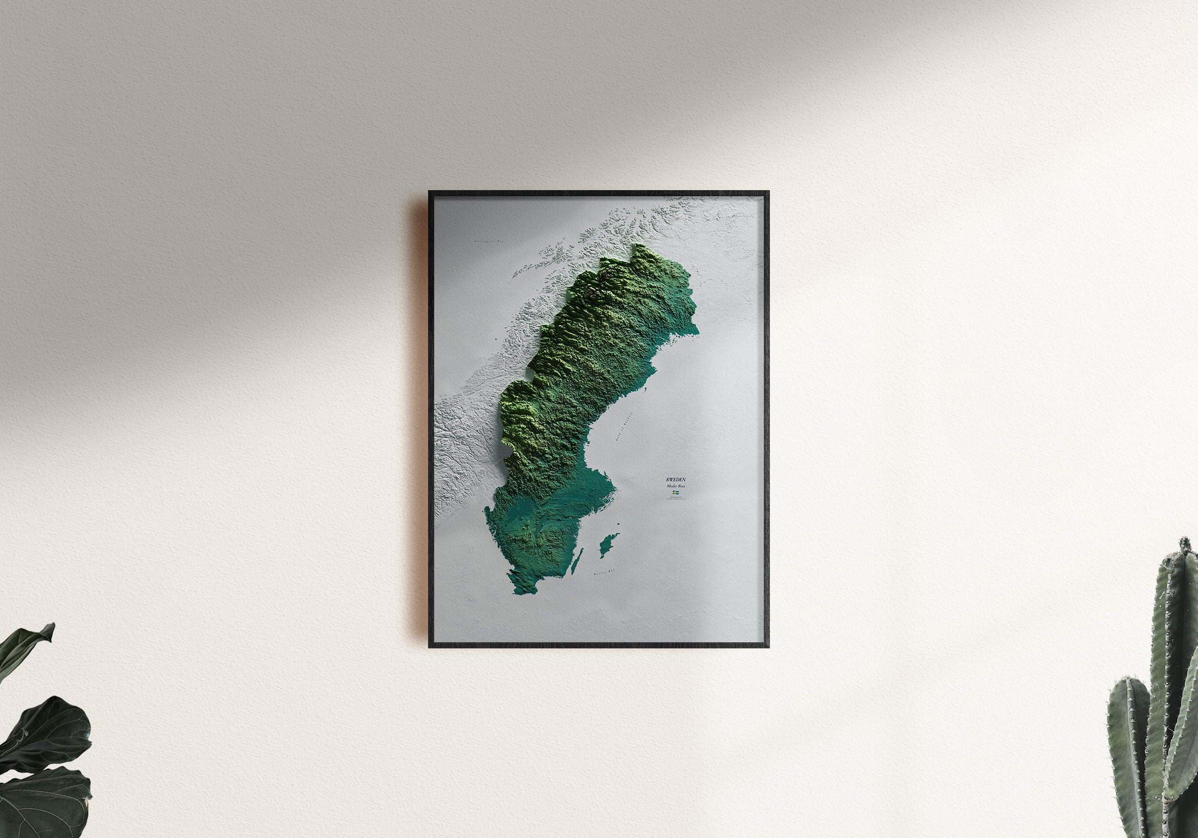 Sweden Stylish Elevation Map - Etsy