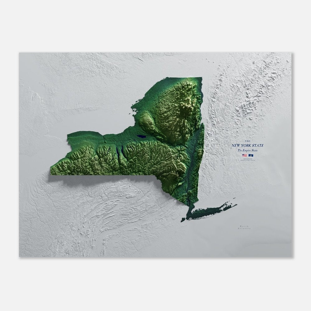New York - Stylish Elevation Map - Etsy