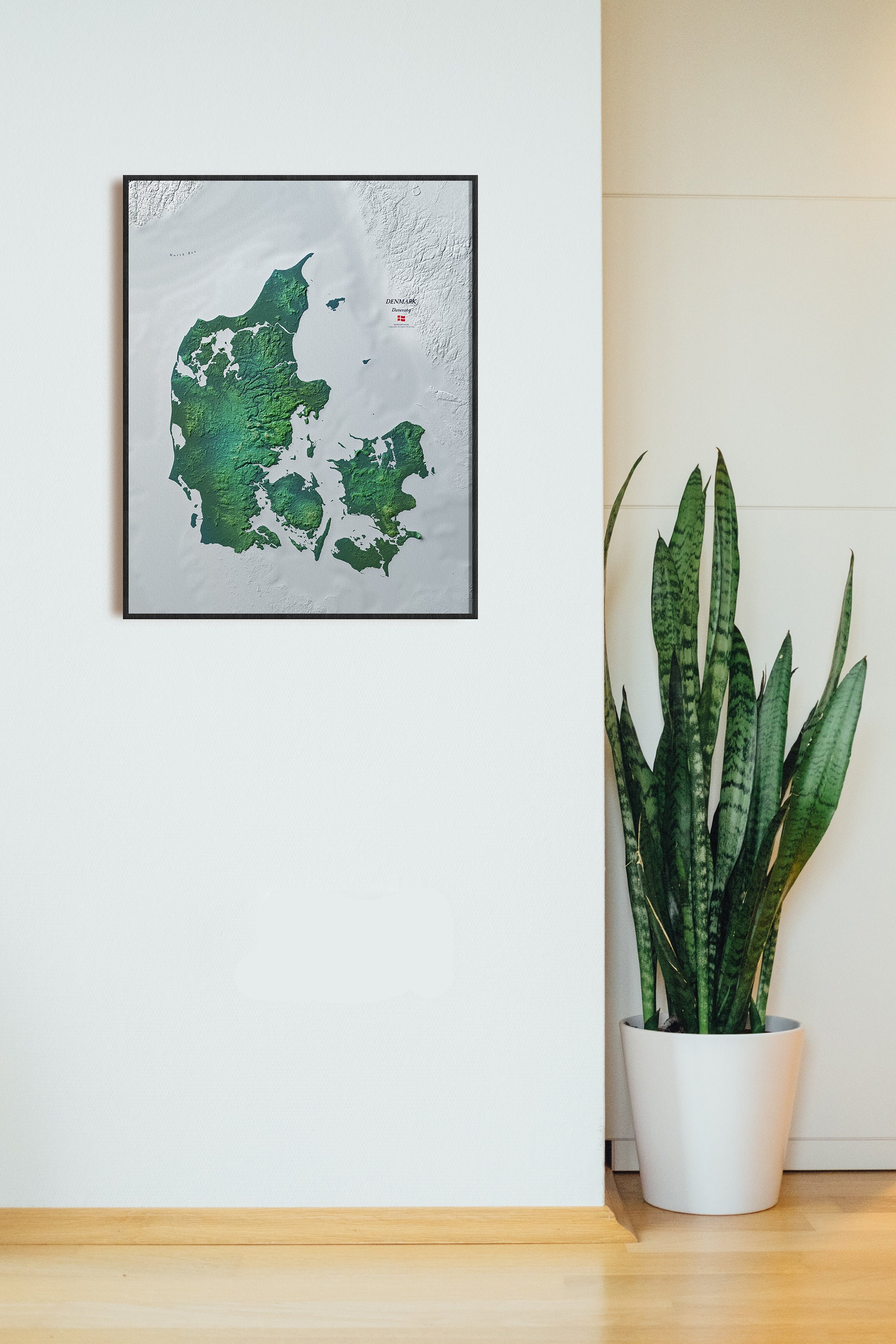 Denmark - Stylish Elevation Map - Etsy