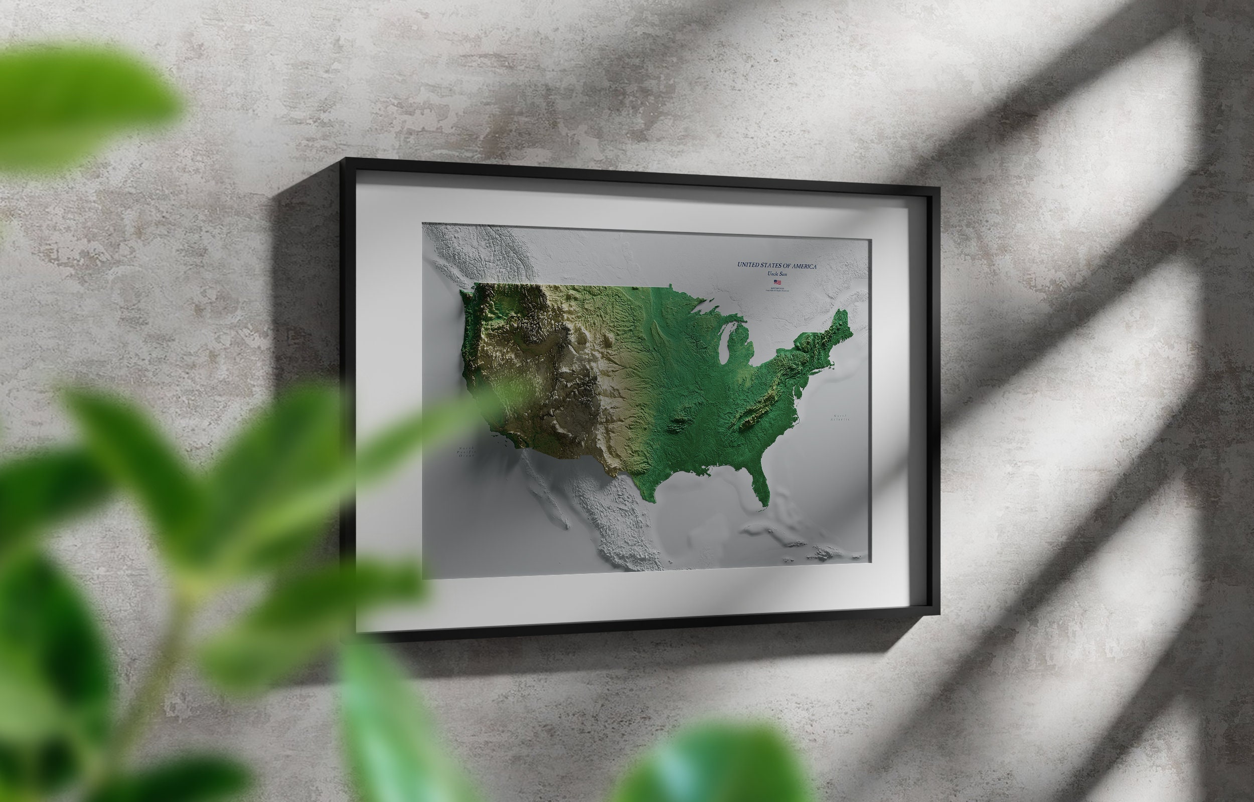 United States - Stylish Elevation Map - Etsy