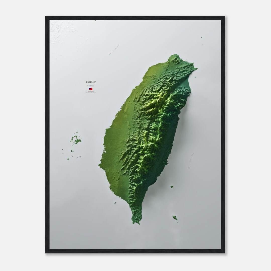 Taiwan - Stylish Elevation Map - Etsy