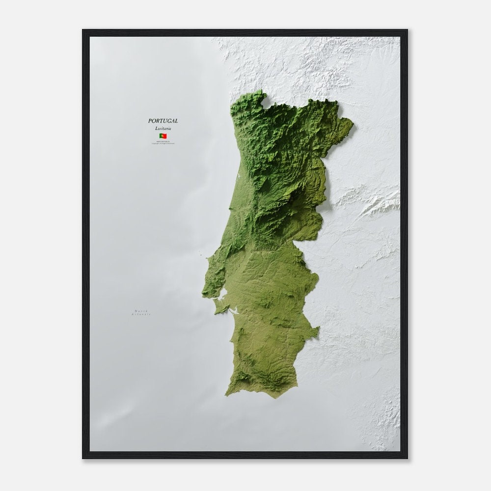 Portugal - Stylish Elevation Map - Etsy