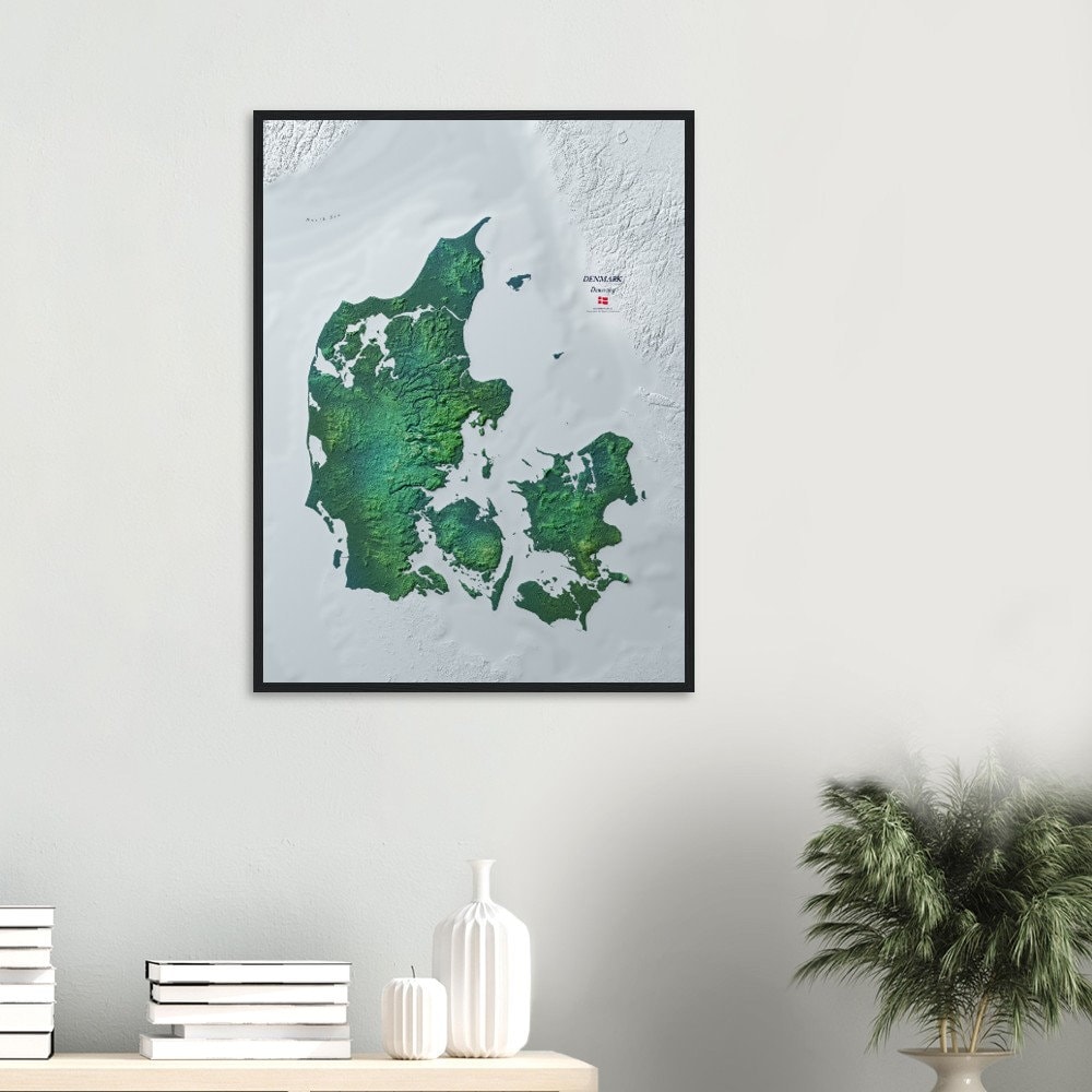 Denmark - Stylish Elevation Map - Etsy