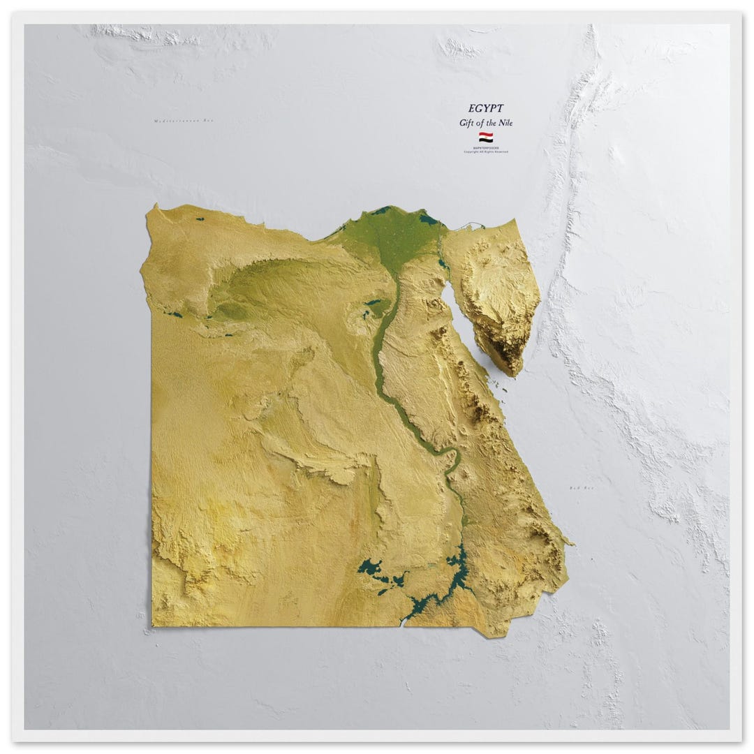 Egypt - Stylish Elevation Map - Etsy