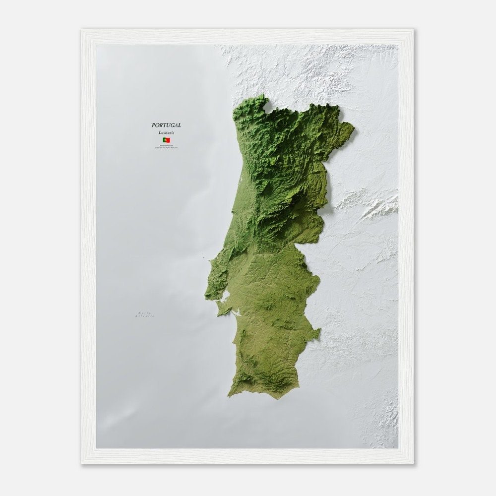 Portugal - Stylish Elevation Map - Etsy
