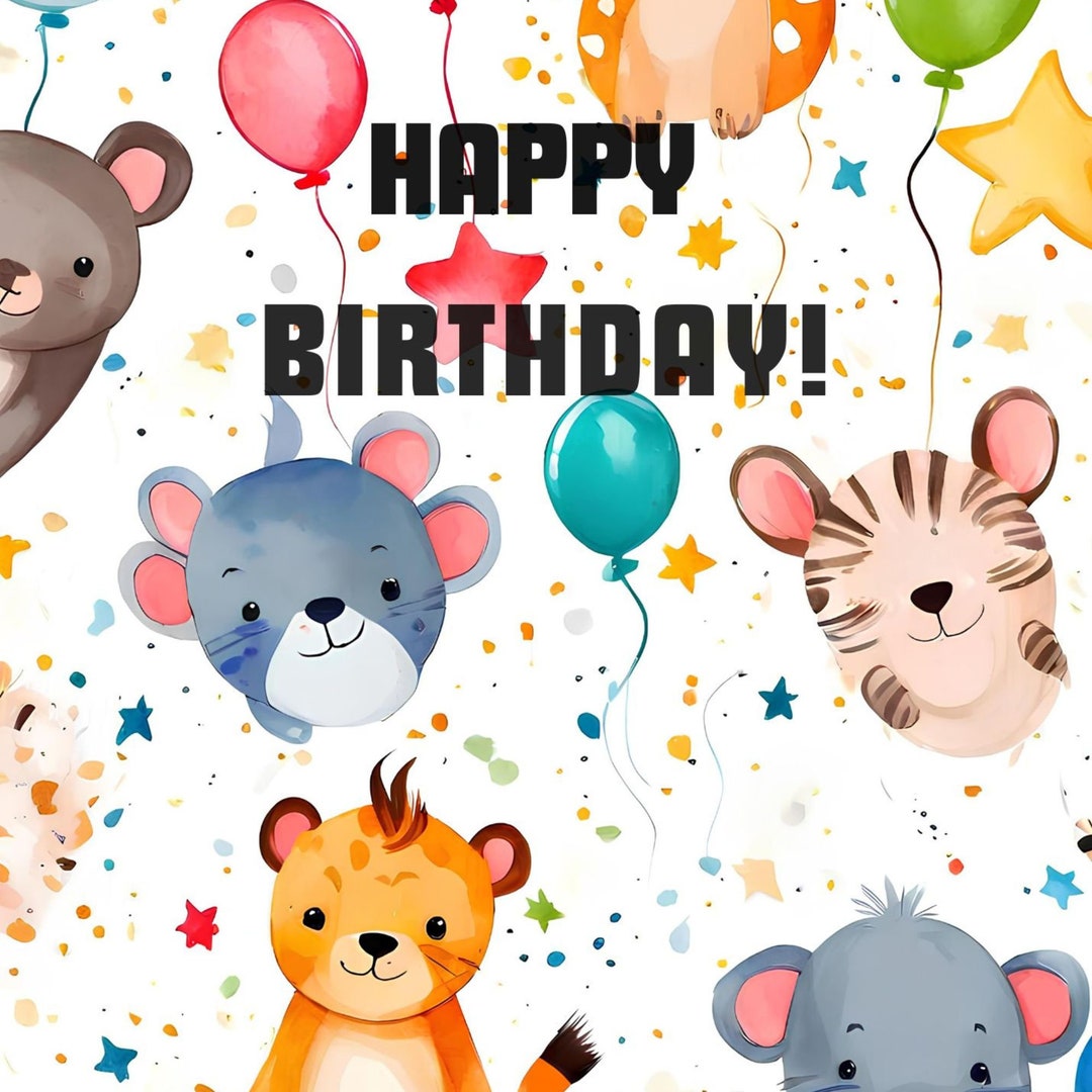 Printable Cute Zoo Animals Birthday Card for Kids Instant - Etsy Canada
