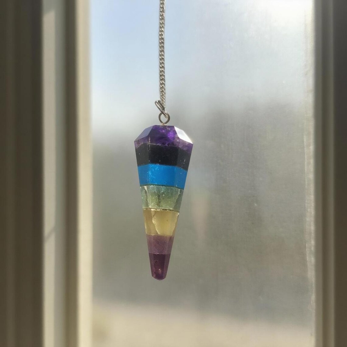 Buy 7 Chakra Crystal Pendulum, Reiki Healing, Dowsing Tool Online in ...