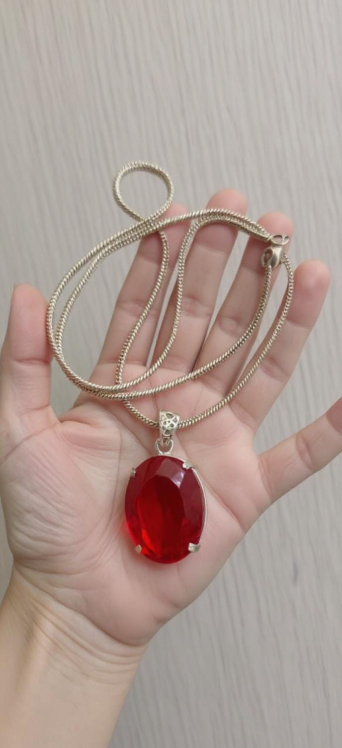 Handmade Burmese Ruby Pendant Necklace: Sterling Silver Gemstone ...