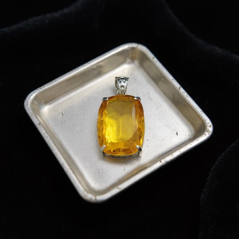 Natural Yellow Sapphire Pendant in Silver 100-110ct– Prosperity ...