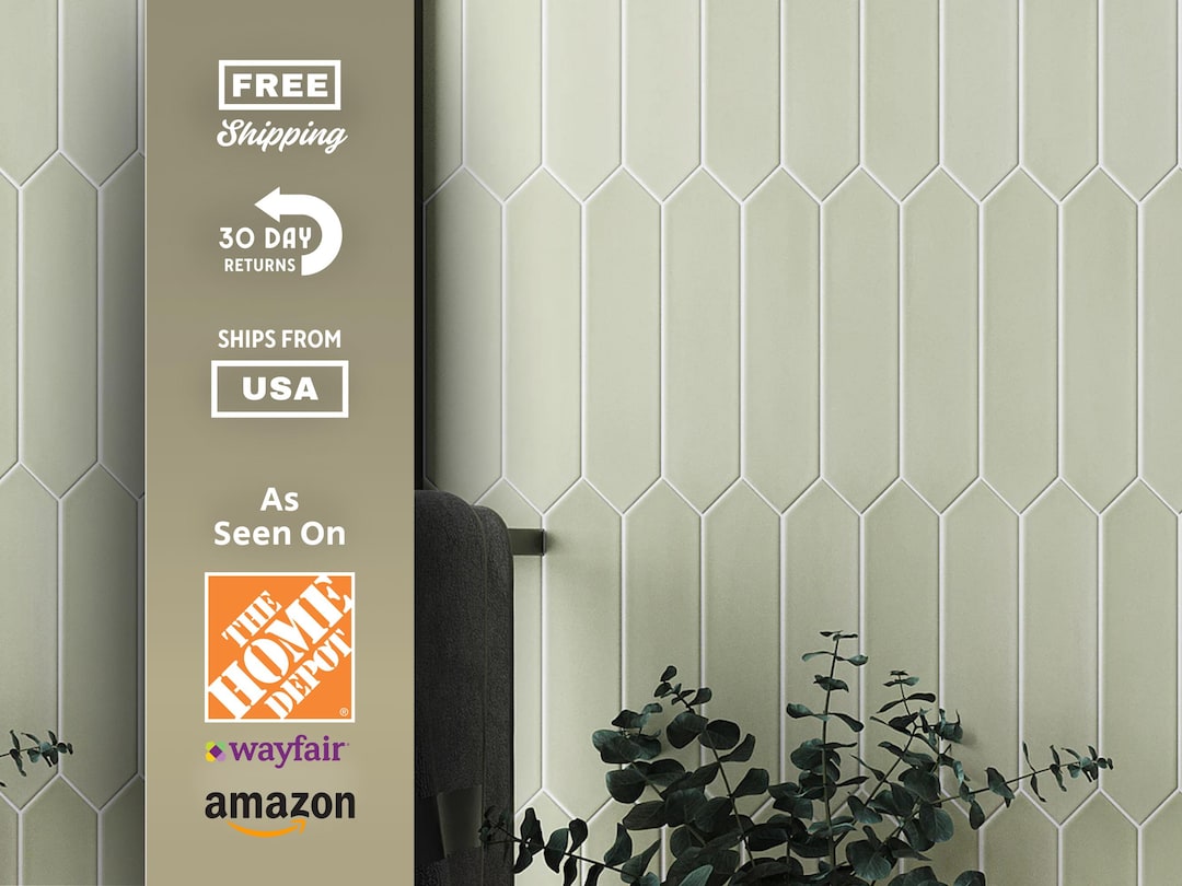 2x10 Moss Green Ceramic Picket Tile Backsplash – Kitchen,bathroom ...