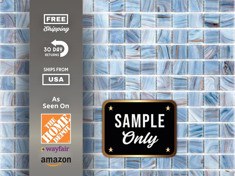 Manatee Blue Glass Mosaic Tile Sample – 4x5 Swatch for Pool Waterline ...