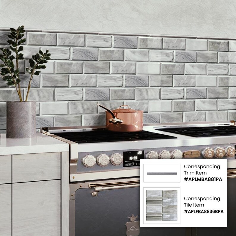 40 Pack Gray 3 In. X 6 In. Beveled Polished Marble Subway Wall and ...