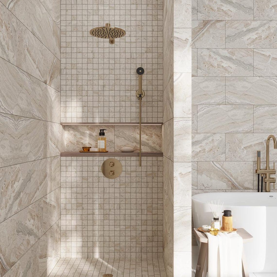 6 Pack Splendor 2 In. X 2 In. Matte Beige Porcelain Mosaic Wall and ...