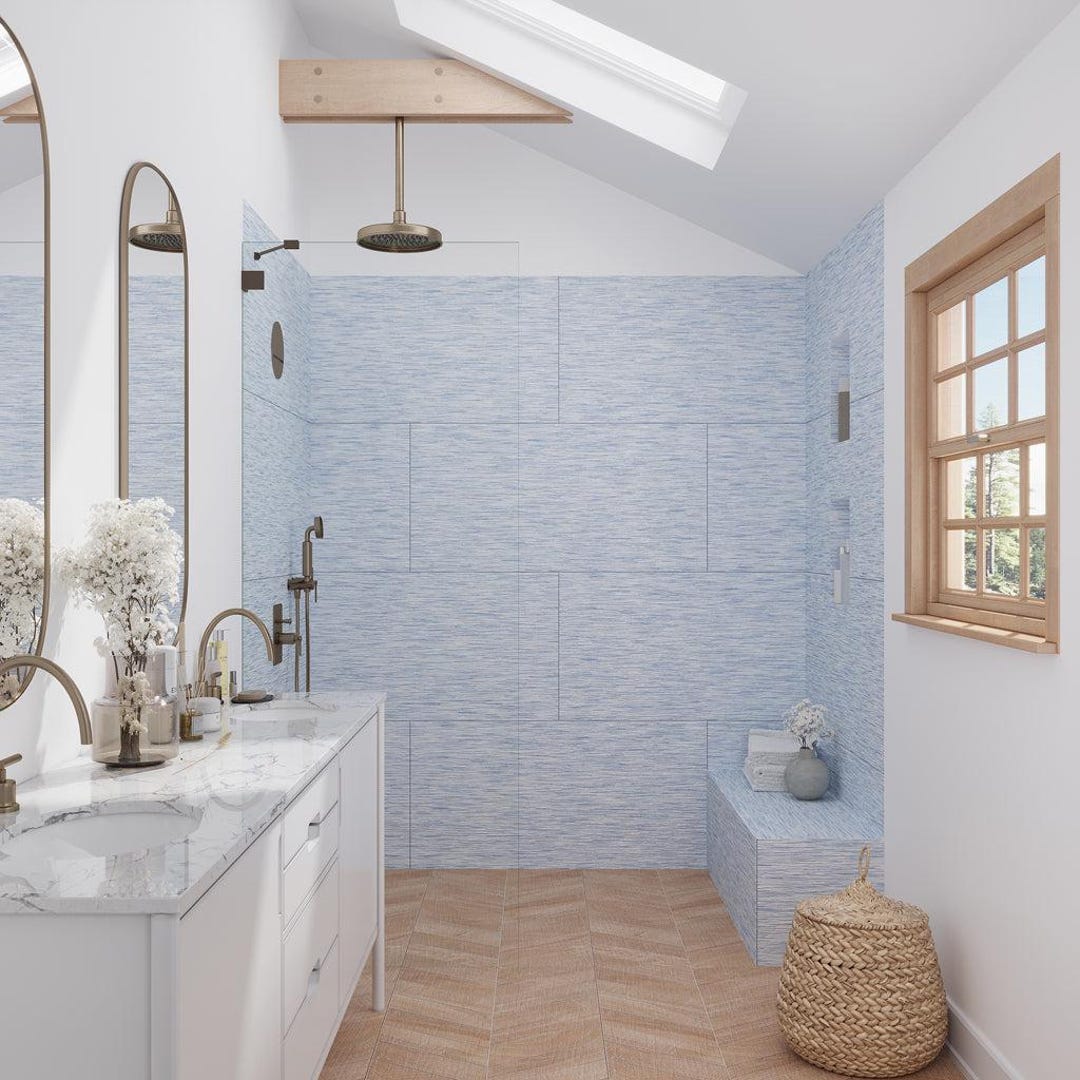 Blue 24x48 Textured Porcelain Large Format Tile (2 Pack, 15.29 Sq Ft ...