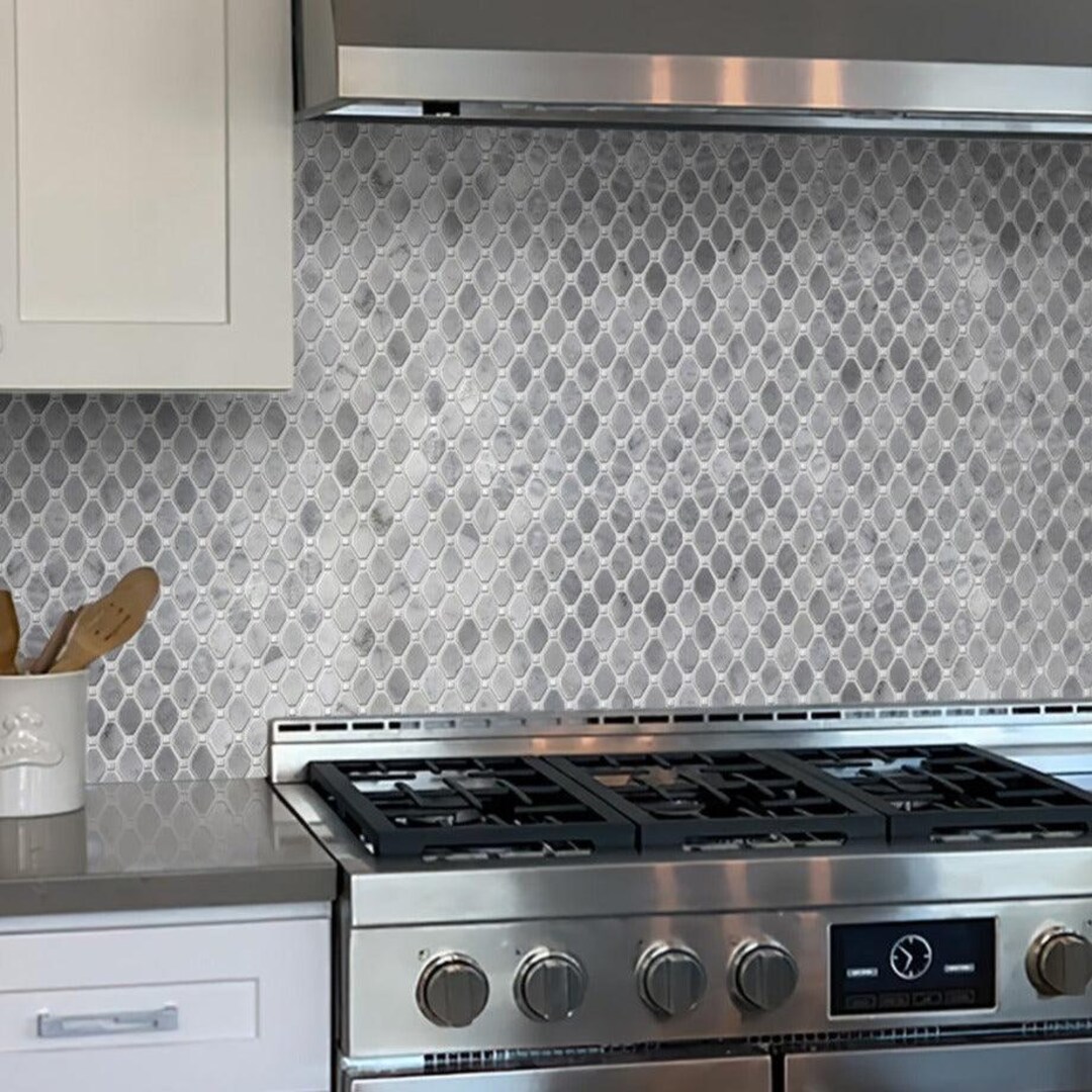 Gray 4 X 5 Polished Octagon Marble Mosaic Tile - Sample - Etsy