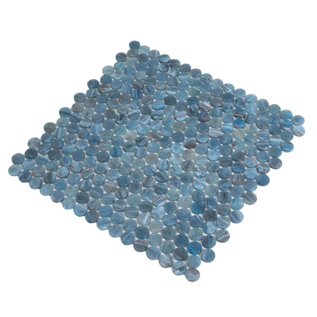 Blue 12x12 Glossy Penny Round Glass Mosaic Tile - Etsy
