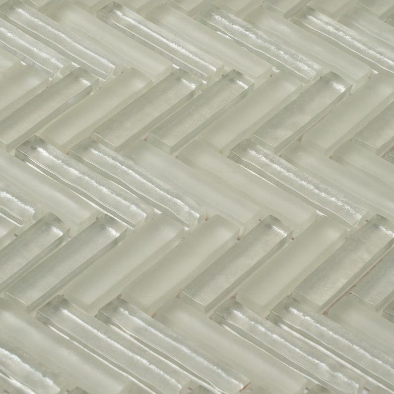 White 12x12 Glossy Matte Herringbone Glass Mosaic Tile (5 Pack, 4.83 Sq ...