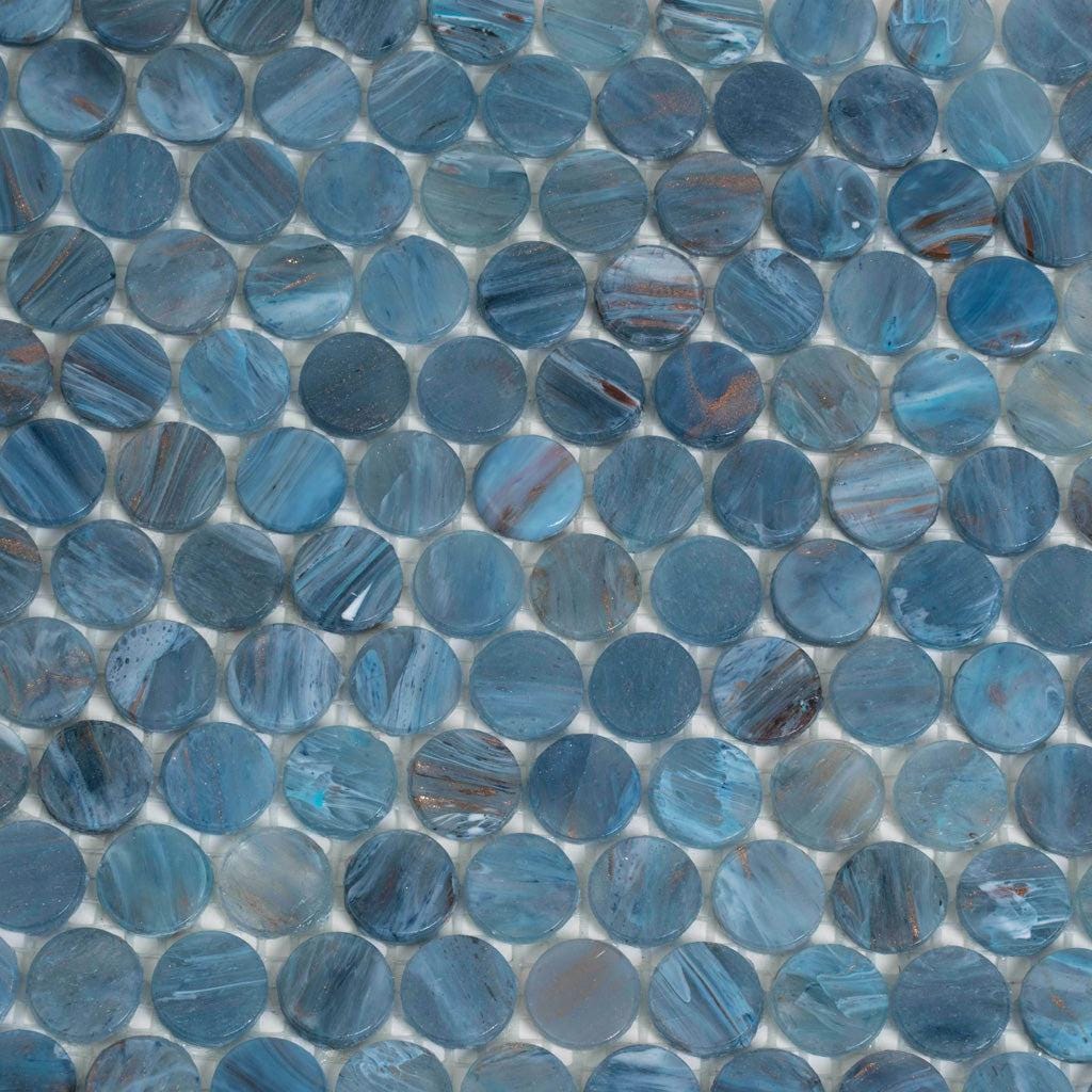 Blue 12x12 Glossy Penny Round Glass Mosaic Tile - Etsy
