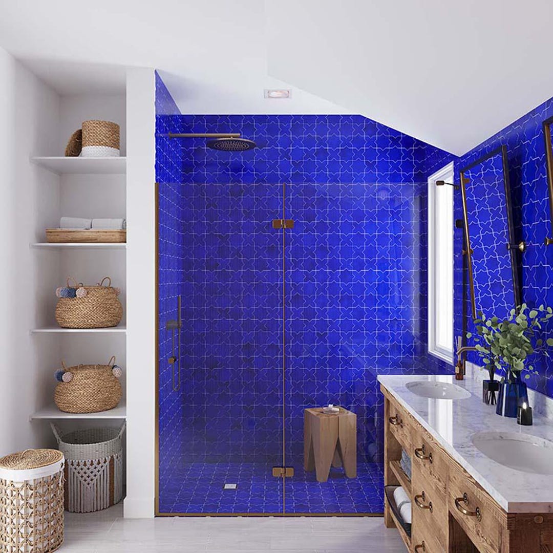 Cobalt Blue 5x5 Glossy Star Ceramic Tile - Sample - Etsy