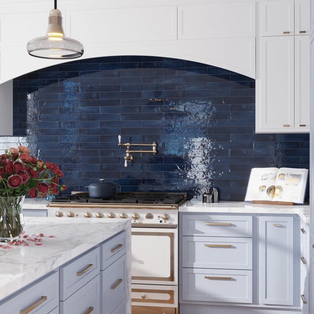 Navy Blue 2.6x16 Glossy Ceramic Subway Tile (38 Pack, 10.76 Sq Ft/case ...